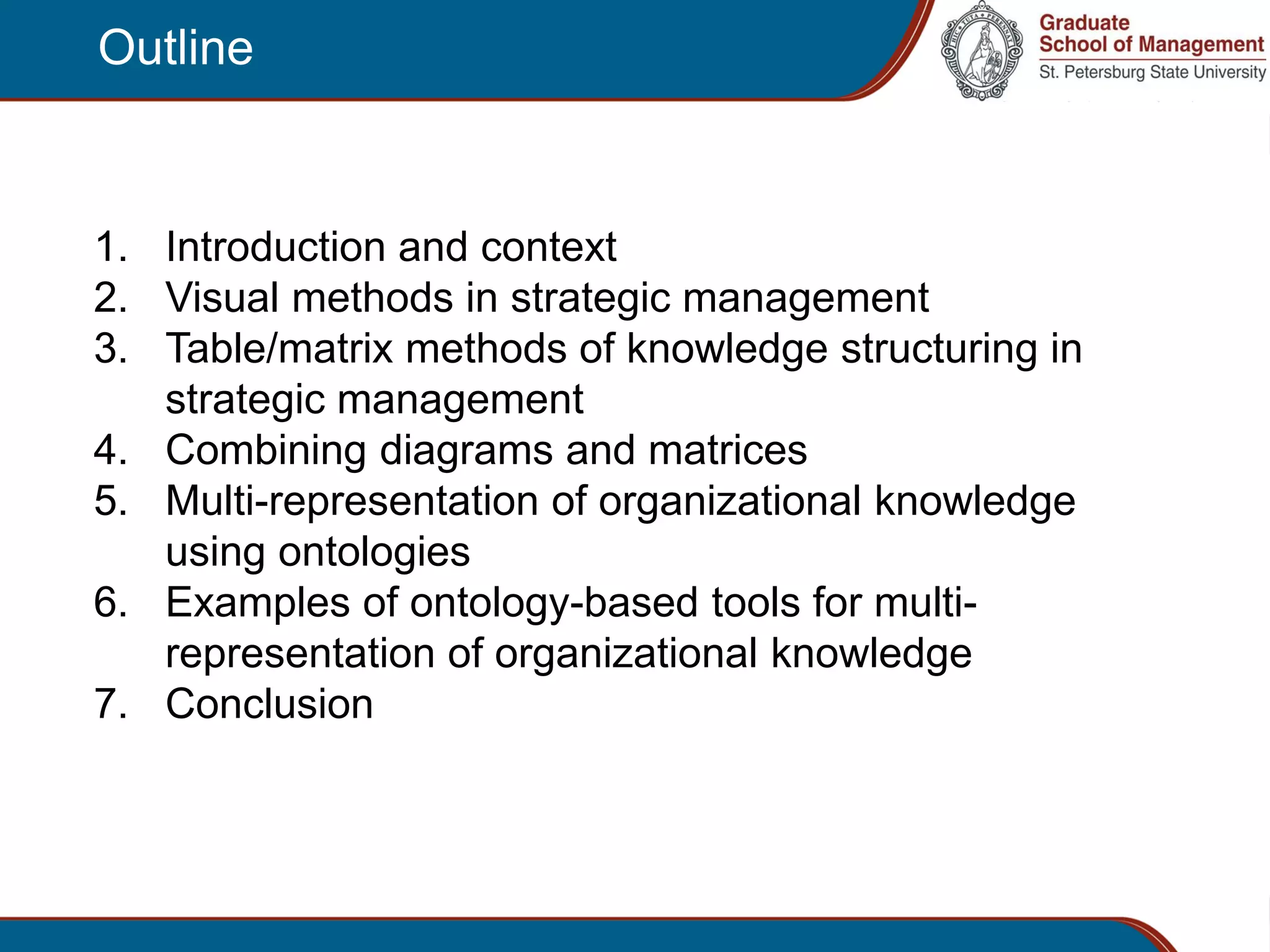 Representing strategic organizational knowledge via diagrams, matrices and ontologies | PDF