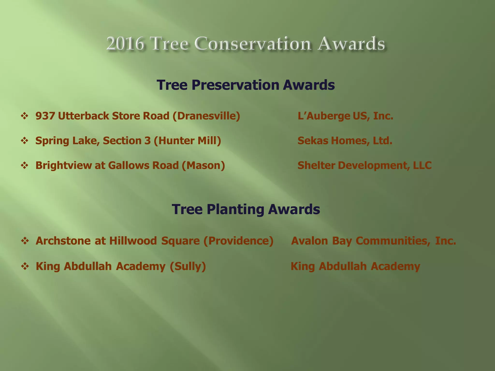 Fairfax County Land Conservation Awards 2016 | PDF