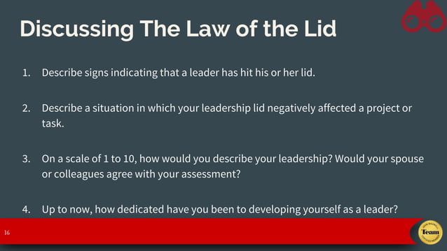 2016 Masterminds | Law #1 | Law of the Lid | PPT