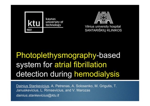 Photoplethysmography-Based System for Atrial Fibrillation Detection During Hemodialysis | PPT