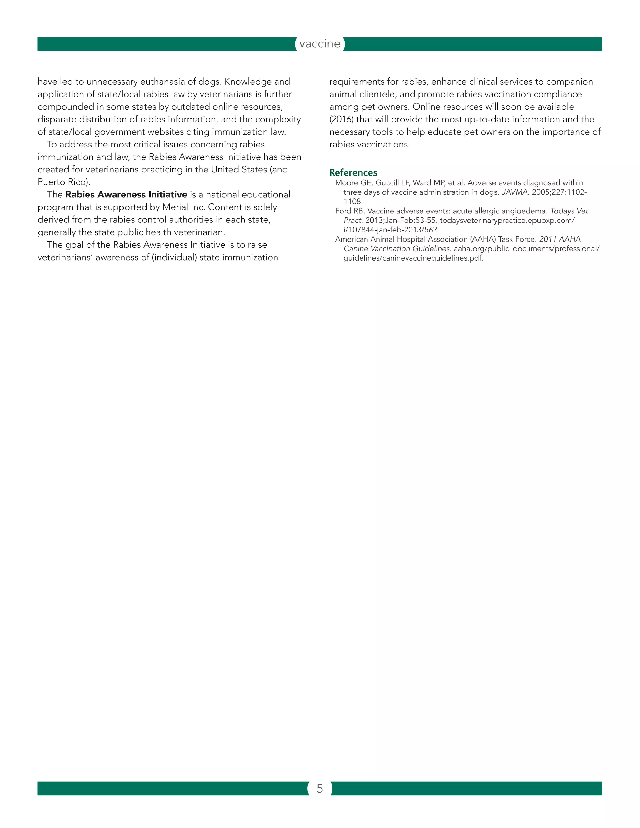 2016 Canine Vaccination Protocols | PDF