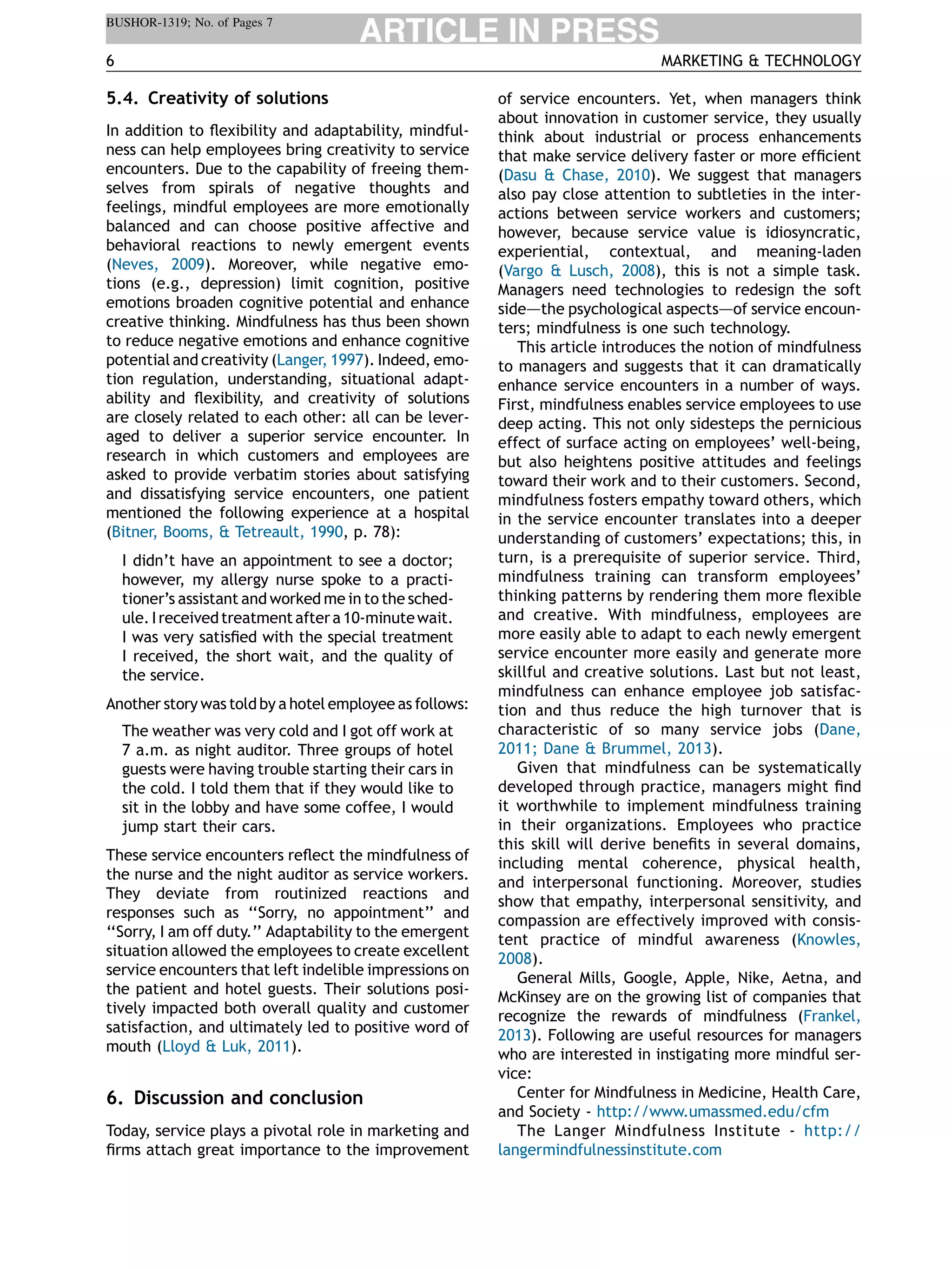 Service encounters, emotional labor, and mindfulness | PDF