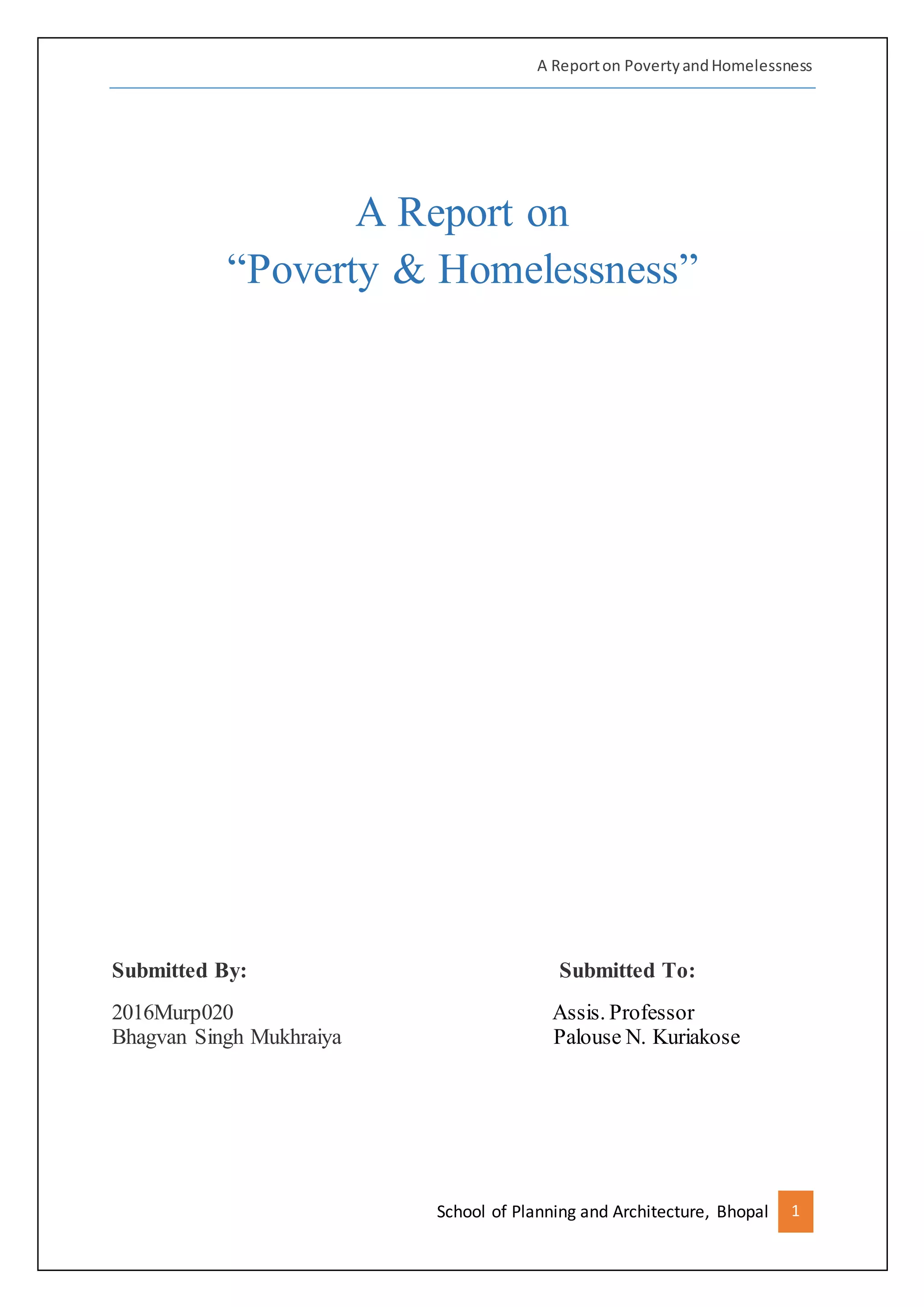 "Poverty & homelessness” In India | DOCX