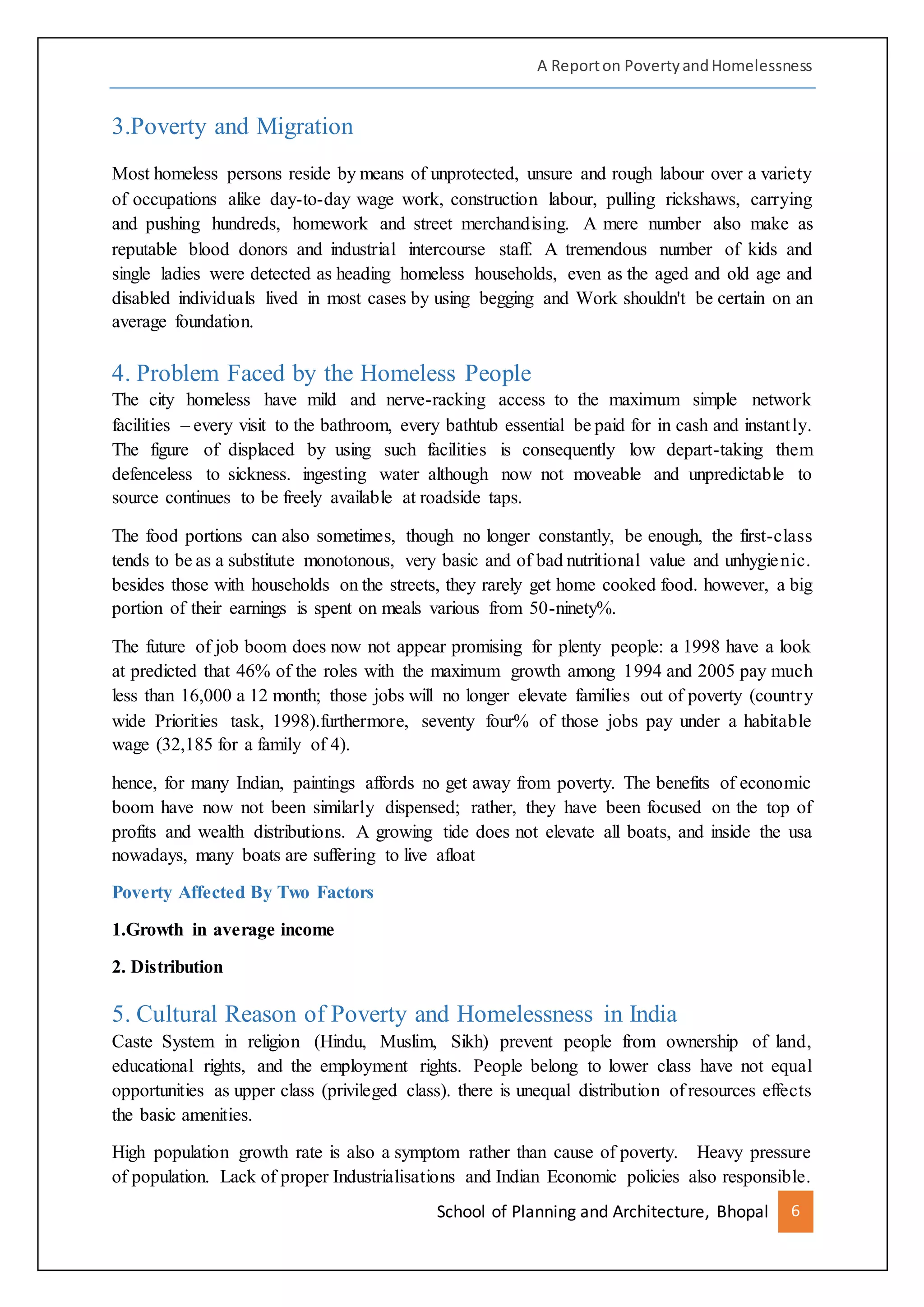 "Poverty & homelessness” In India | DOCX