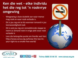 CANSA Ken die Gevare van Rook 2016 (Afrikaans) | PPTX