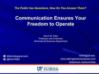 Communication Ensures Your Freedom to Operate | PPT