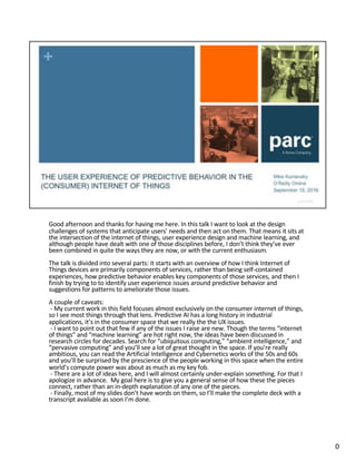 The UX of Predictive Behavior for the IoT (2016: O'Reilly Designing for the IOT) | PDF