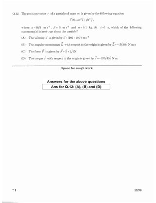 IIT-JEE Advanced 2016 Question Paper 1 | PDF | Free Download