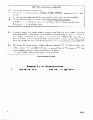 IIT-JEE Advanced 2016 Question Paper 1 | PDF | Free Download