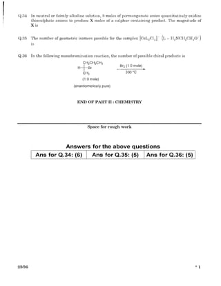 IIT-JEE Advanced 2016 Question Paper 1 | PDF | Free Download
