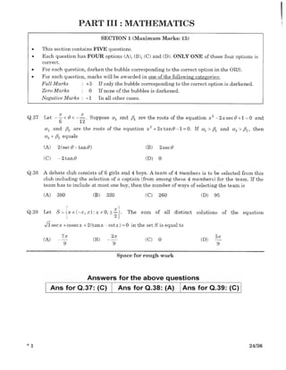 IIT-JEE Advanced 2016 Question Paper 1 | PDF