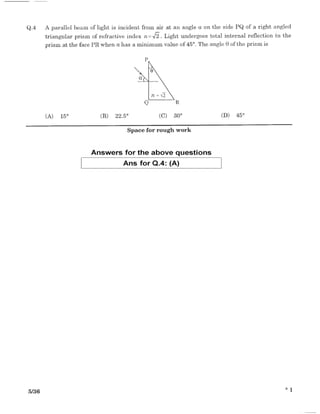 IIT-JEE Advanced 2016 Question Paper 1 | PDF | Free Download