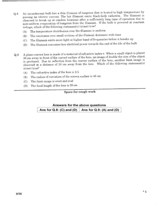 IIT-JEE Advanced 2016 Question Paper 1 | PDF | Free Download