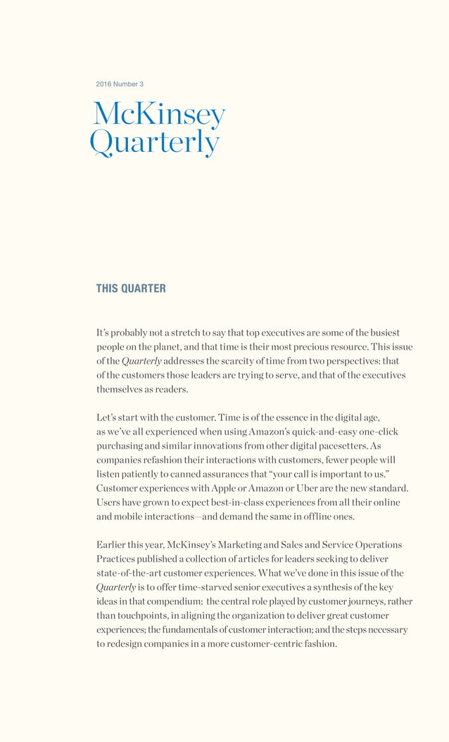 2016 q3 McKinsey quarterly - elevating the customer experience | PDF
