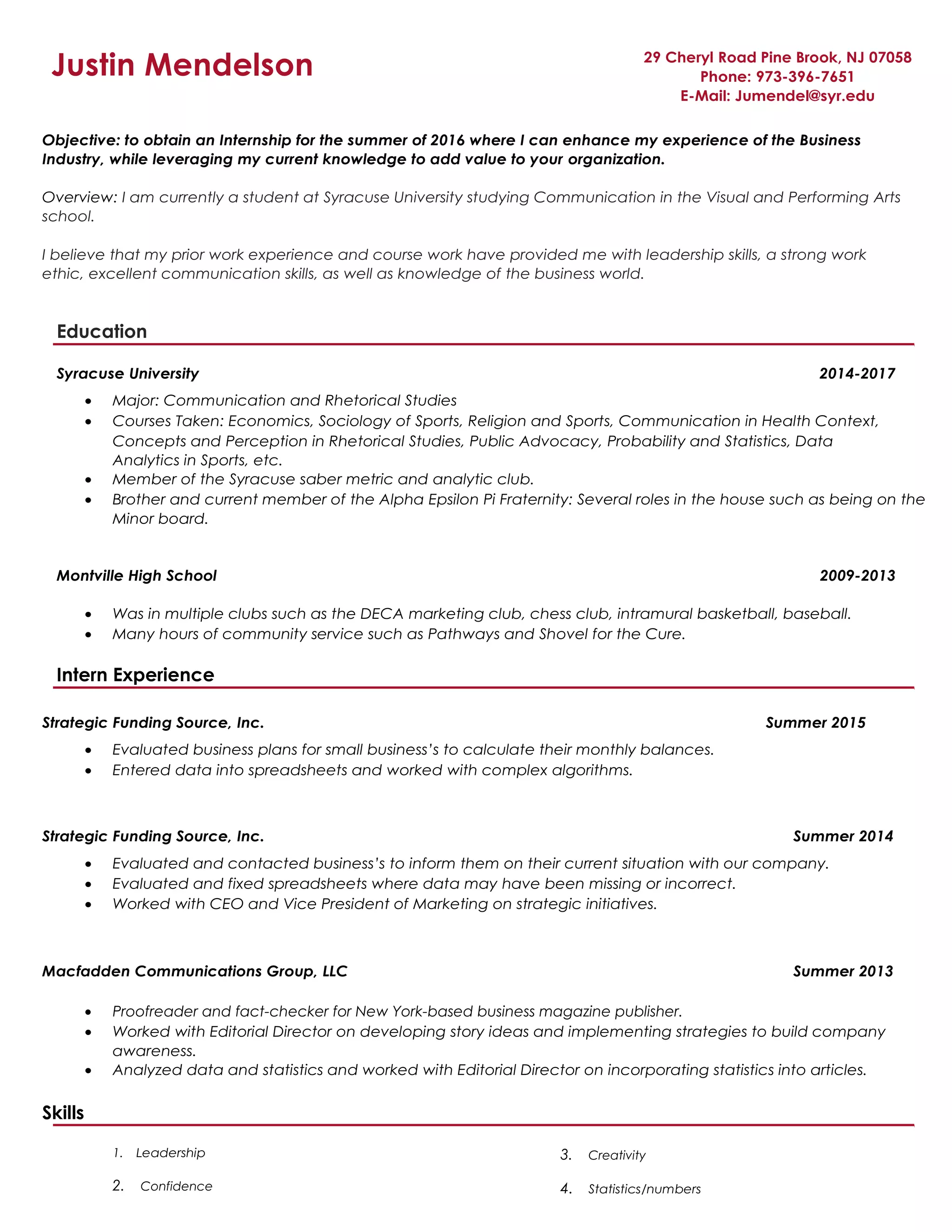 2016 resume | DOC