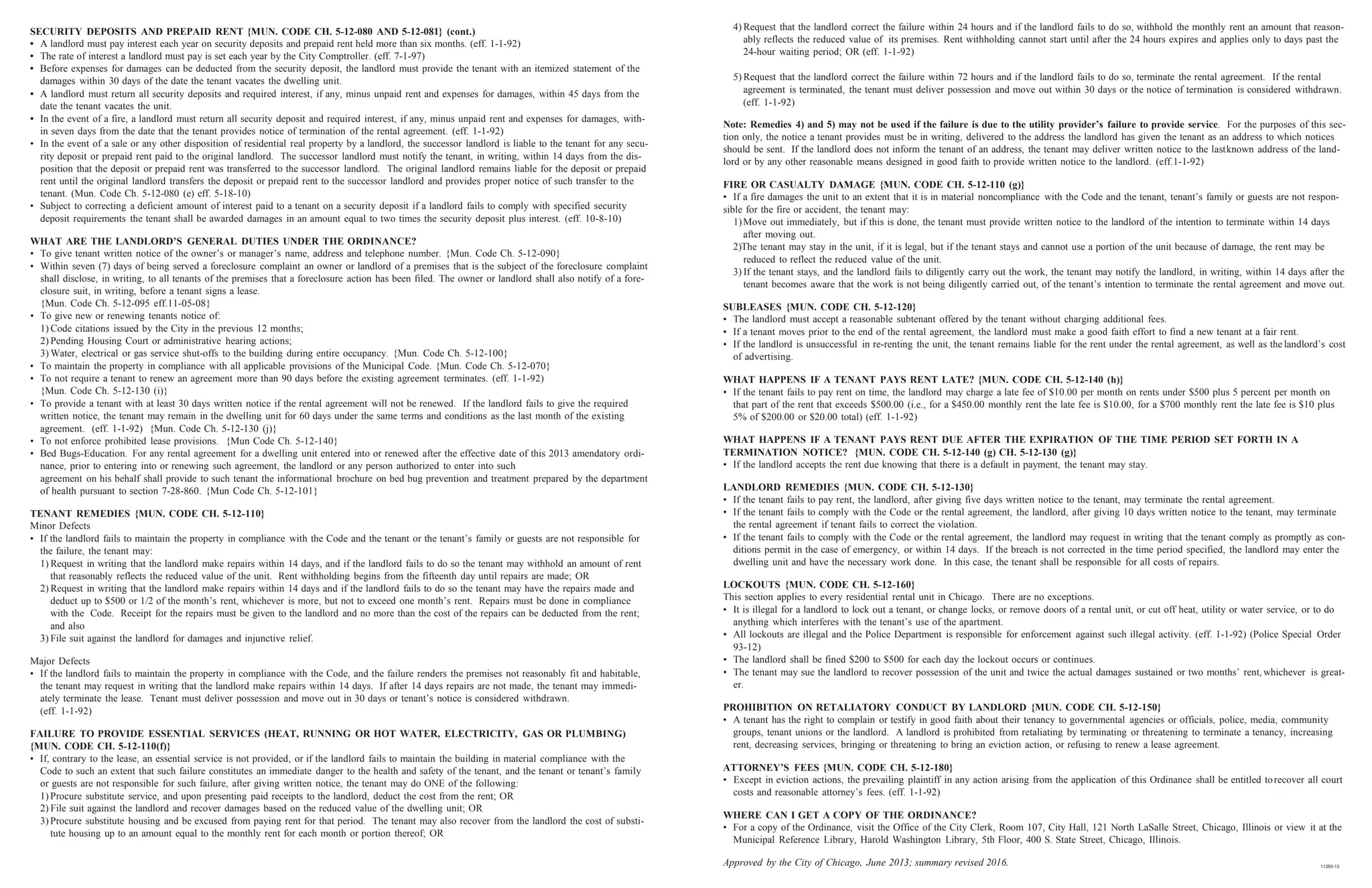 2016 Chicago RLTO Summary | PDF