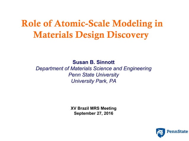 Role of Atomic-Scale Modeling in Materials Design Discovery. | PPT