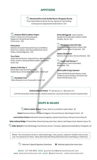 2016 spring summer peterson's dinner menu | PDF