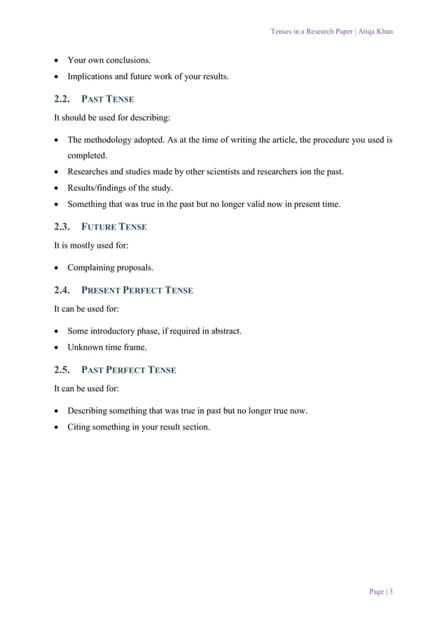 2016 Tenses in Research Paper | PDF