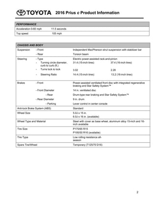 2016 toyota prius c product information | PDF