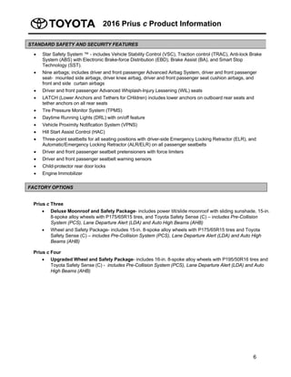 2016 toyota prius c product information | PDF
