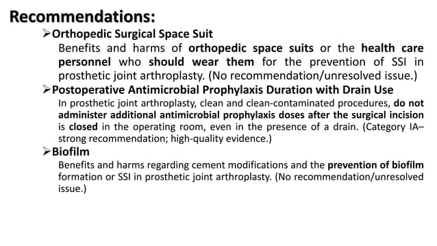 2016 WHO Guidelines on the Prevention of Surgical Site Infection (SSI ...