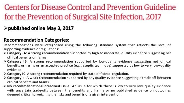 2016 Who Guidelines On The Prevention Of Surgical Site Infection Ssi