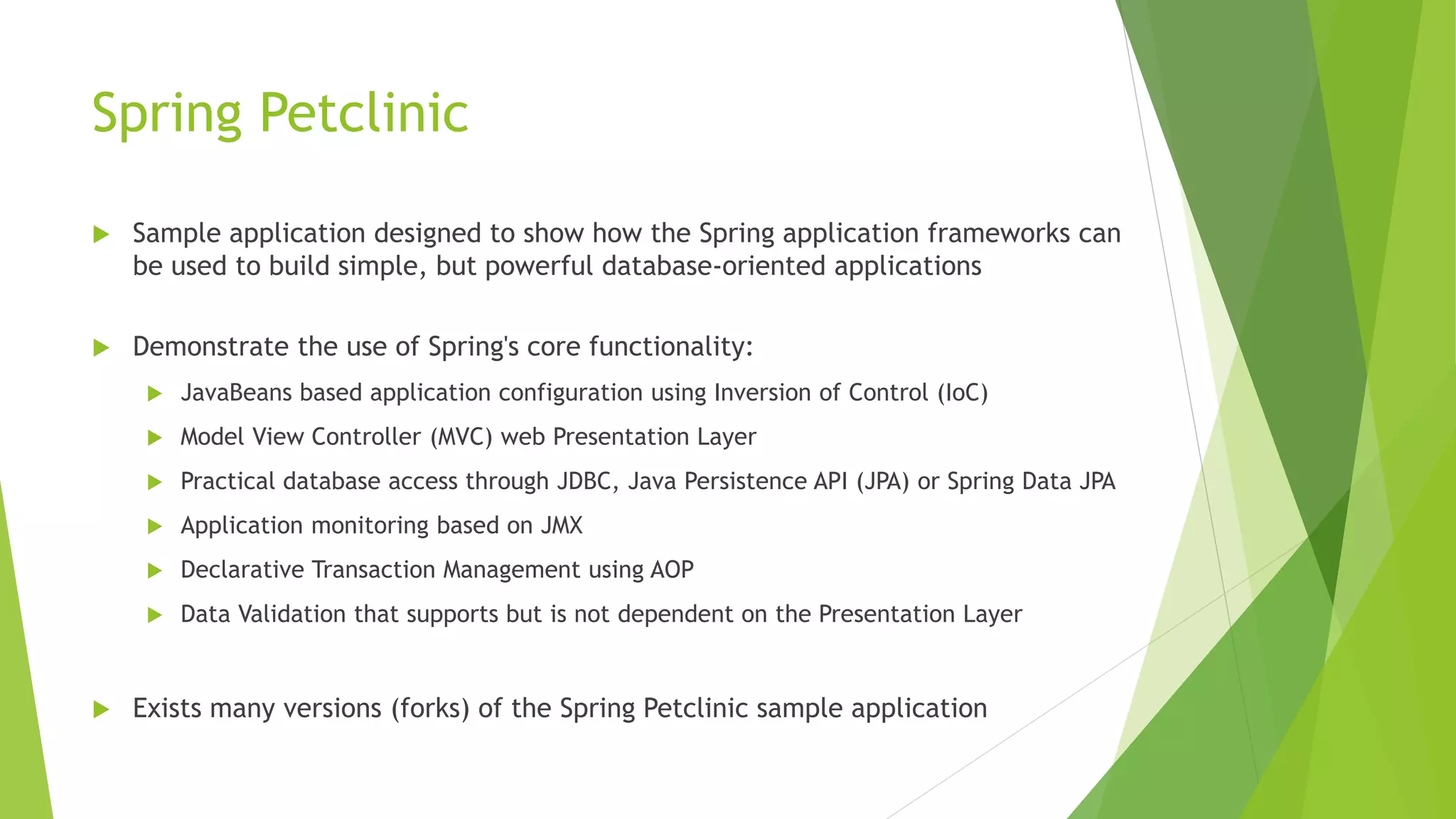 Spring Framework Petclinic sample application | PPTX