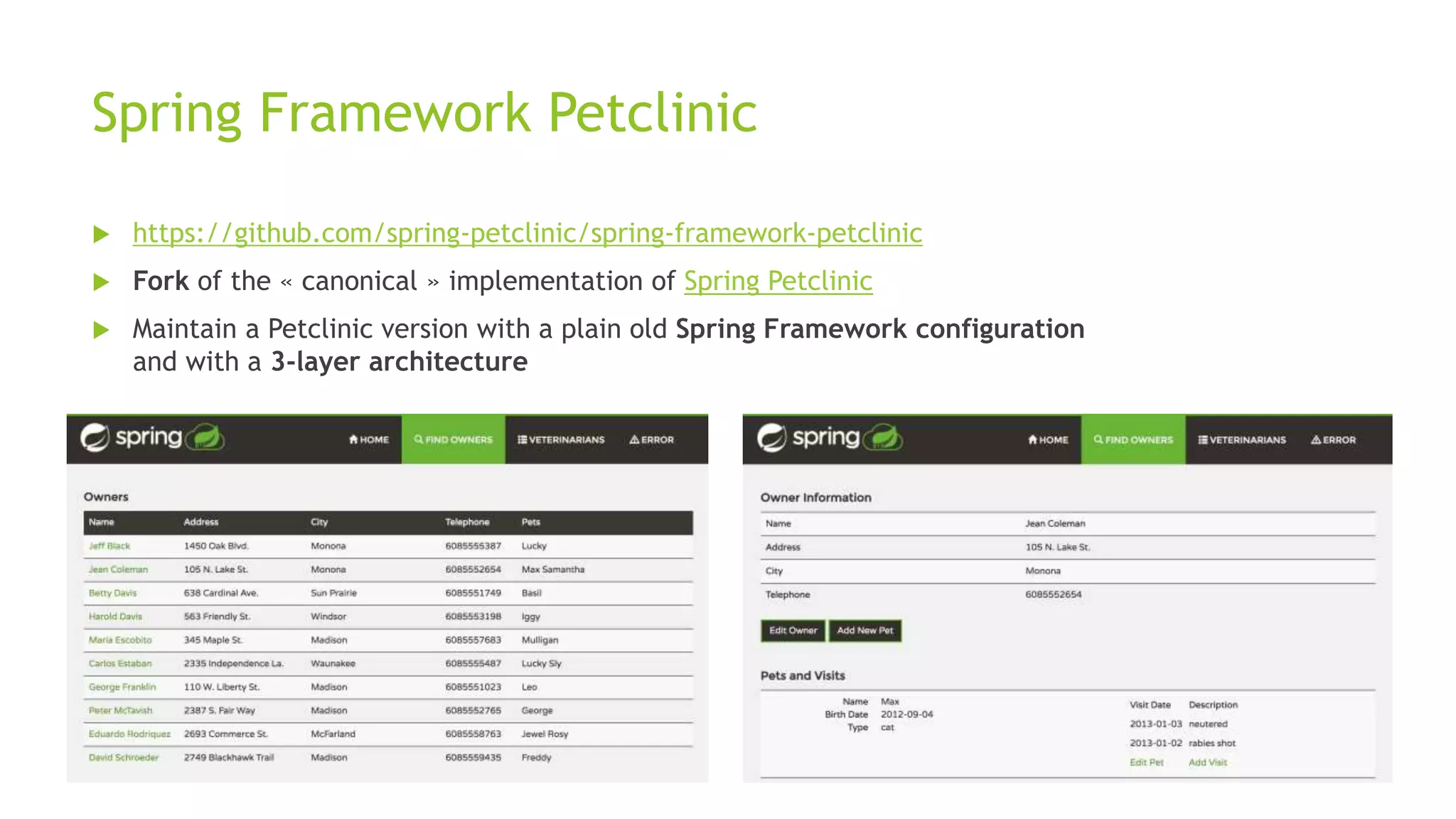 Spring Framework Petclinic sample application | PPT