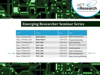 UCT eResearch Emerging Researcher Series: RDM | PPT