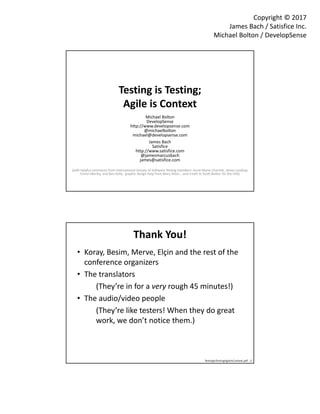 Testistanbul 2017 - Keynote: "Rapid Testing In An Agile Context" by ...