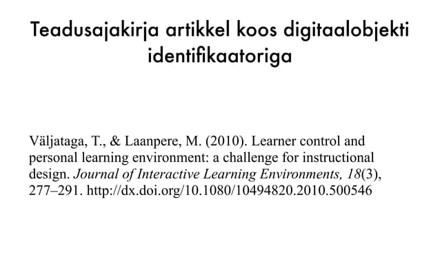 Allikate kasutamine ja viitamine | PPT