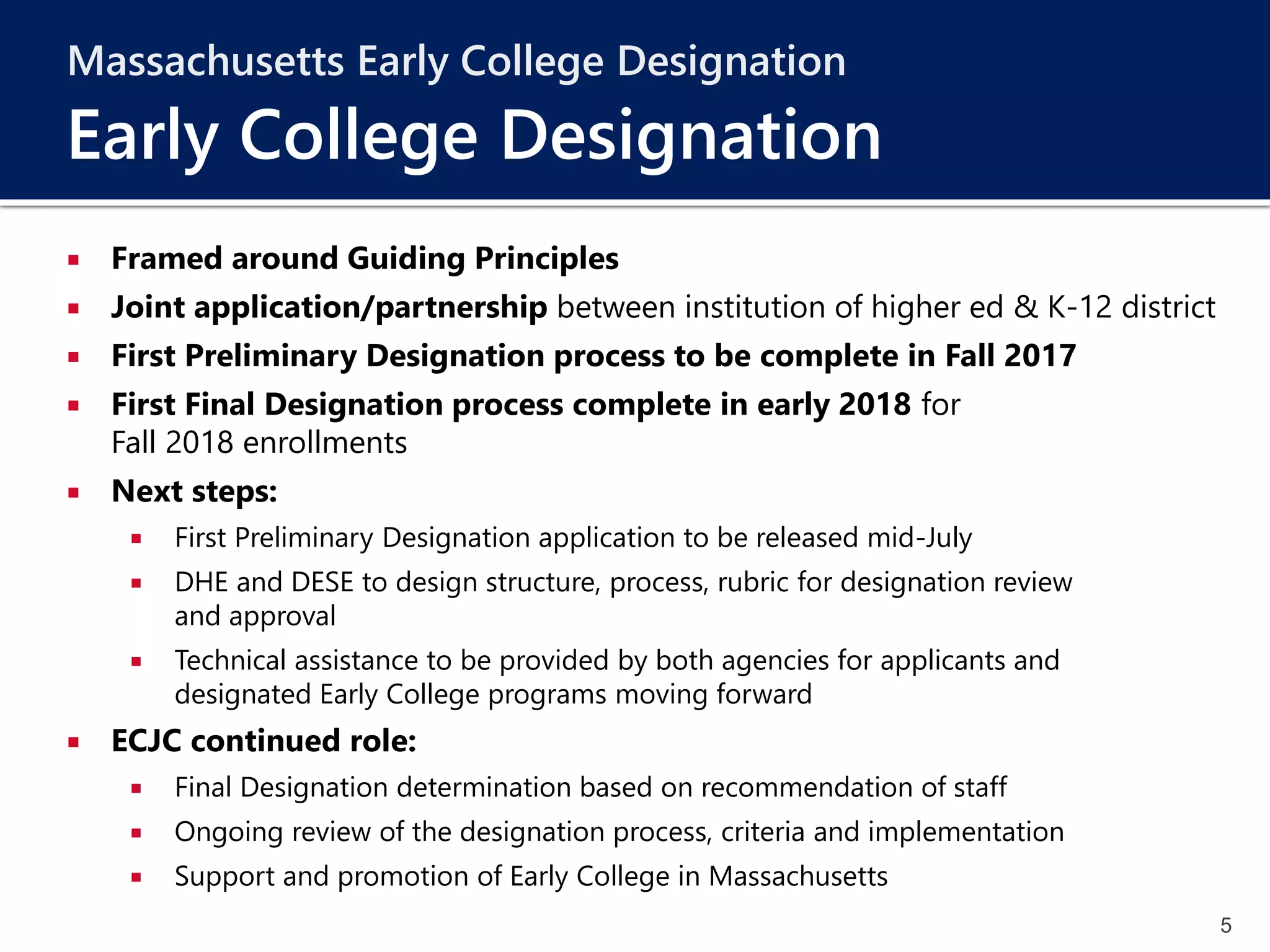 Massachusetts Early College Designation | PPTX