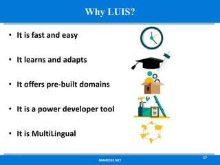 Chatbot development with Microsoft Bot Framework and LUIS | PPT