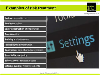 Risk assessments and applying organisational controls for GDPR ...