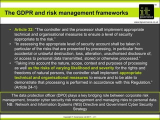 Risk assessments and applying organisational controls for GDPR ...