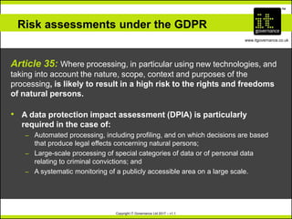 Risk assessments and applying organisational controls for GDPR ...