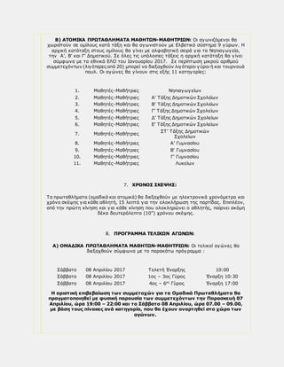 πανελληνια πρωταθληματα μαθητων μαθητριων 2017 | DOCX