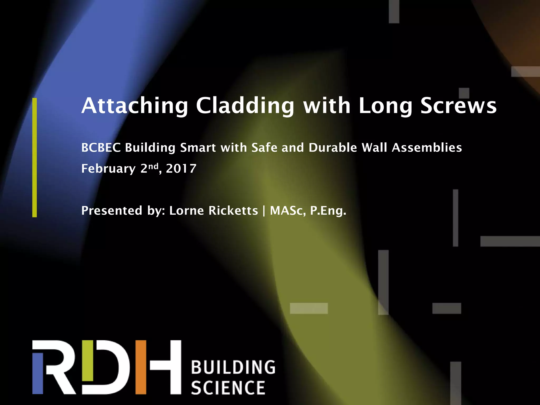 Attaching Cladding with Long Screws | PPT