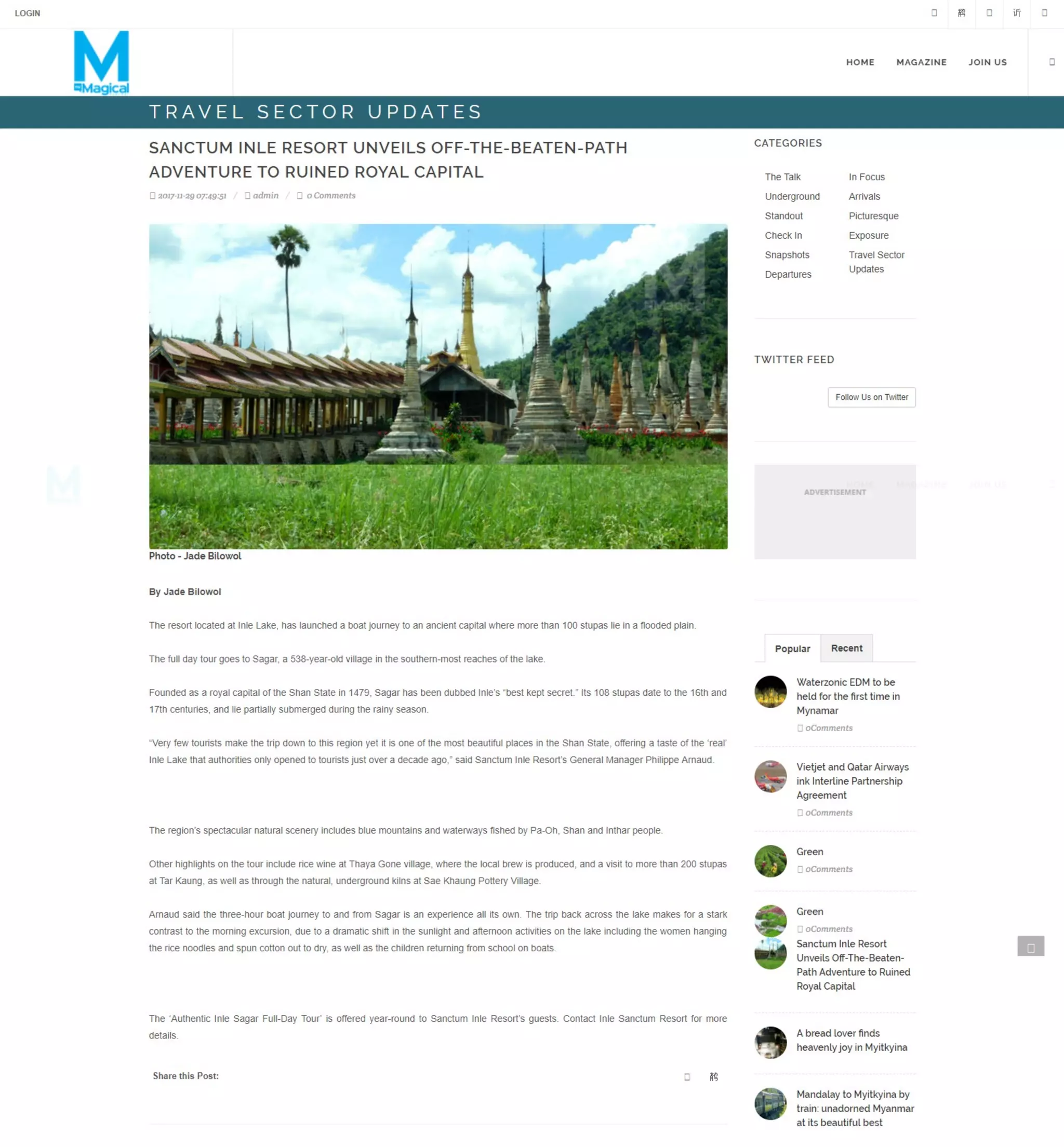 My Magical Myanmar Includes Sanctum Inle Resort's Newly Launched Sagar ...