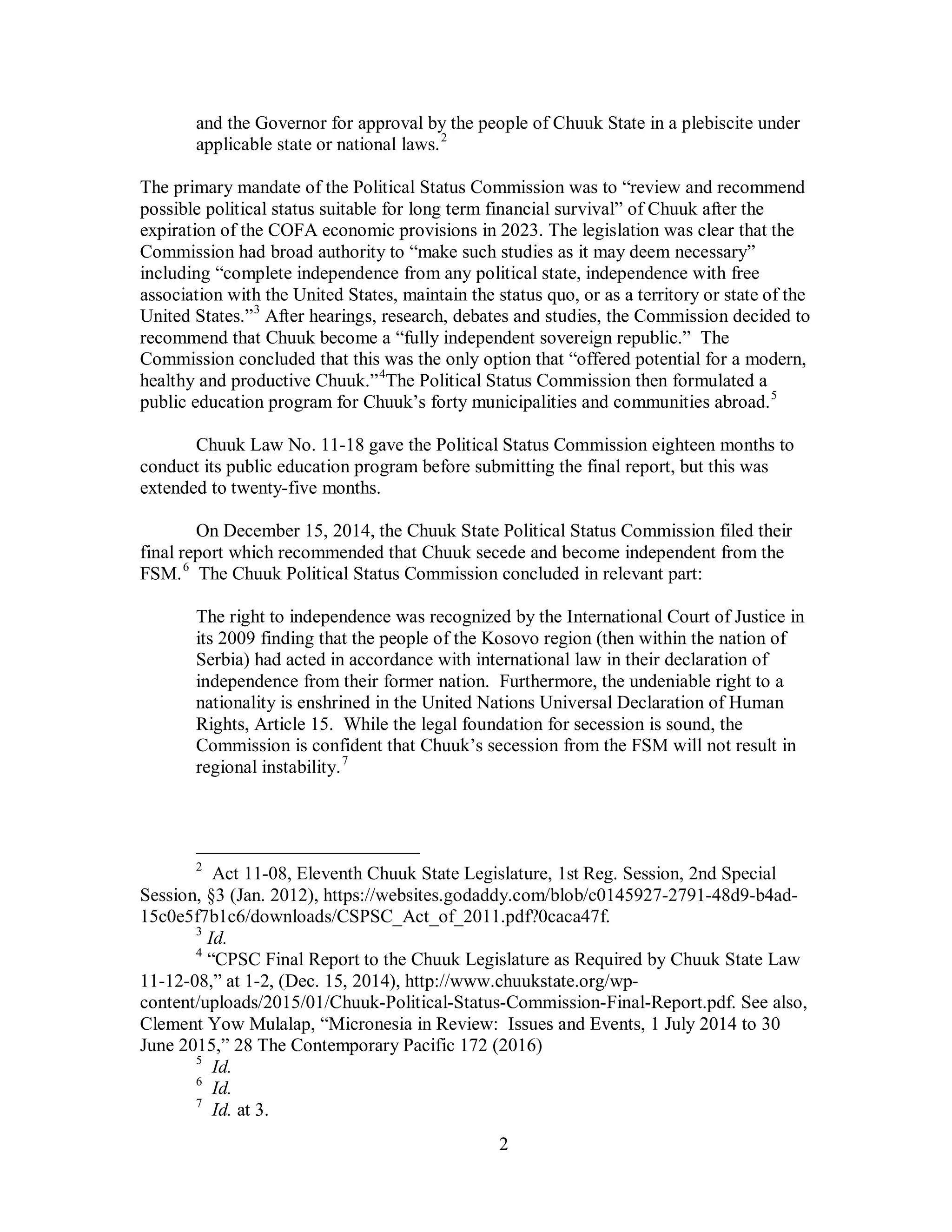 Chuuk Secession Draft Legal Analysis | PDF