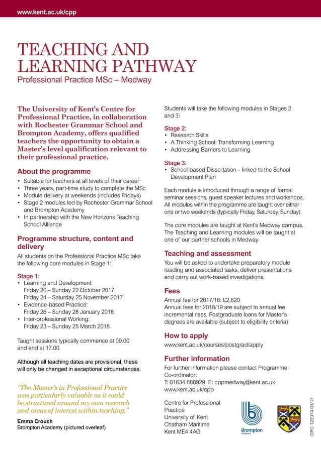 MA/MSc in Professional Practice (Teaching&Learning) | PDF