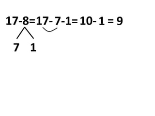 одземање на броевите до 20 со премин 17 8 | PPTX