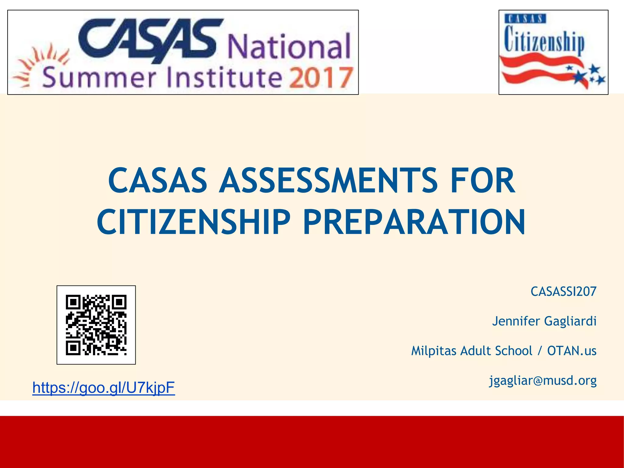 CASAS Assessments for Citizenship Preparation | PPT