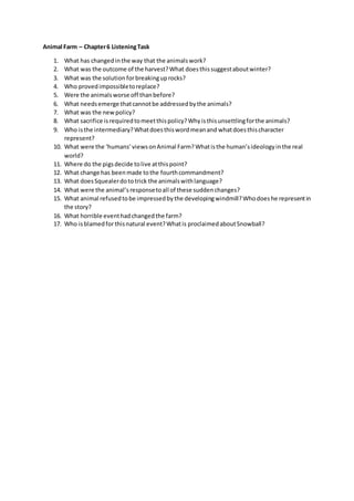 chapter 6 - animal farm questions for - listening task | PDF