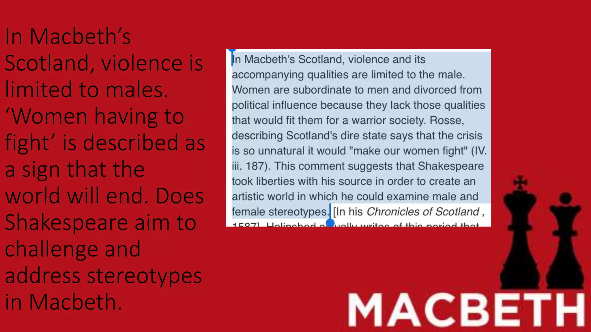 Macbeth Scholarly Ideas part 2 - sexuality, witchcraft and gender | PPTX