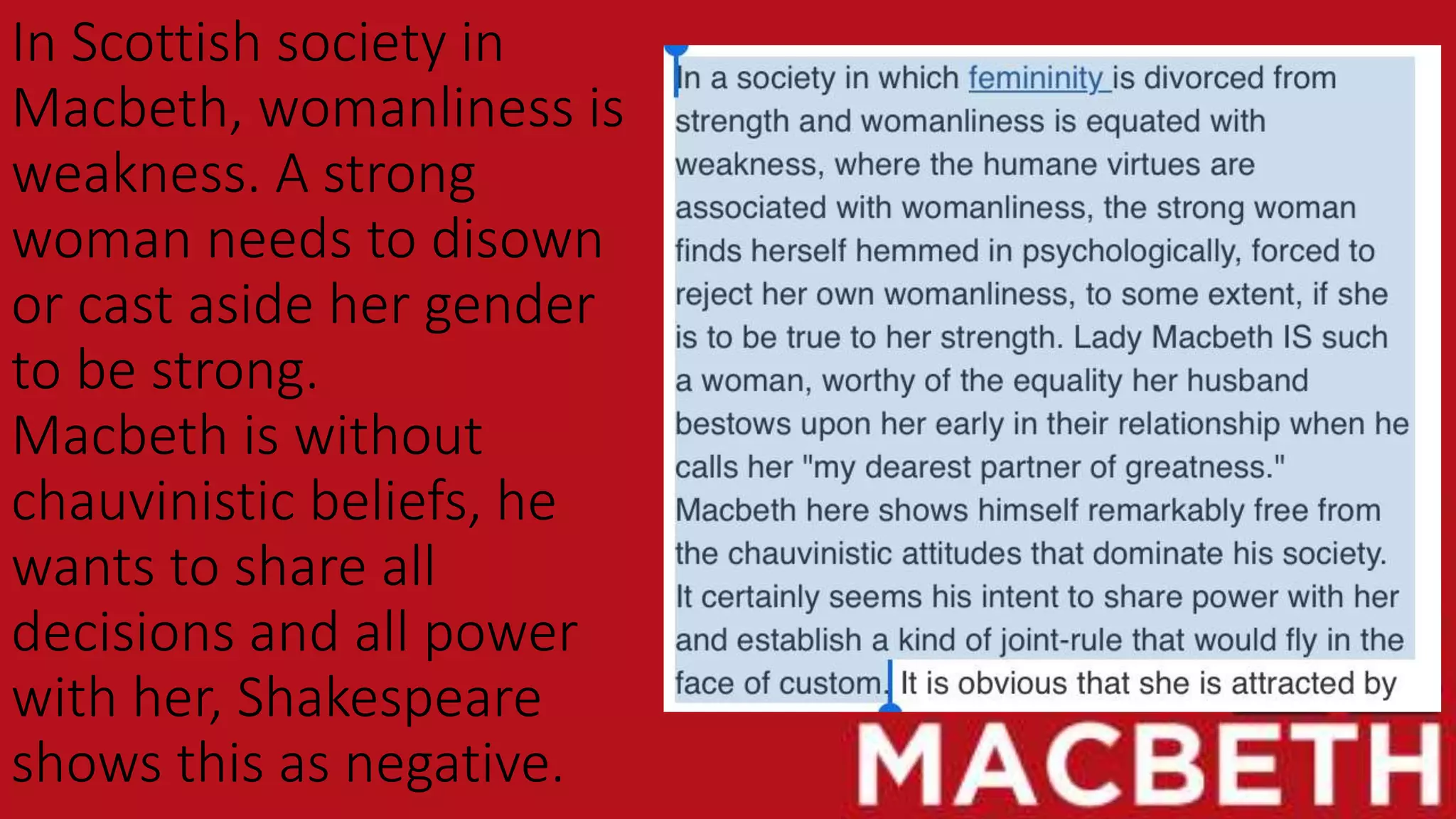 Macbeth Scholarly Ideas part 2 - sexuality, witchcraft and gender | PPTX