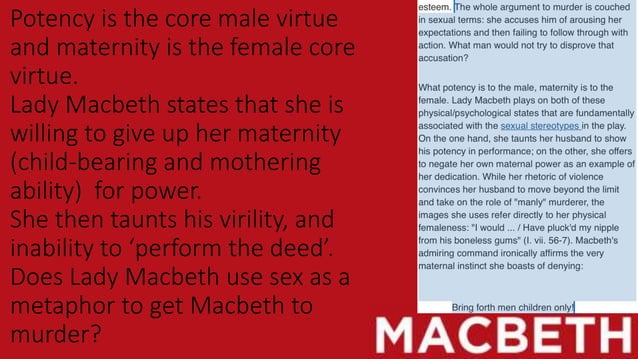 Macbeth Scholarly Ideas part 2 - sexuality, witchcraft and gender | PPT