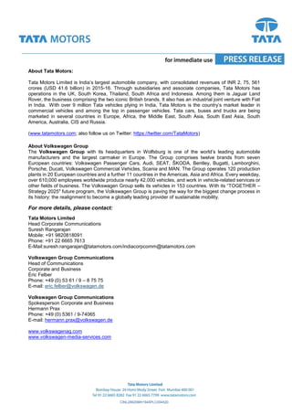 Tata Volkswagen MoU - Press Release | PDF