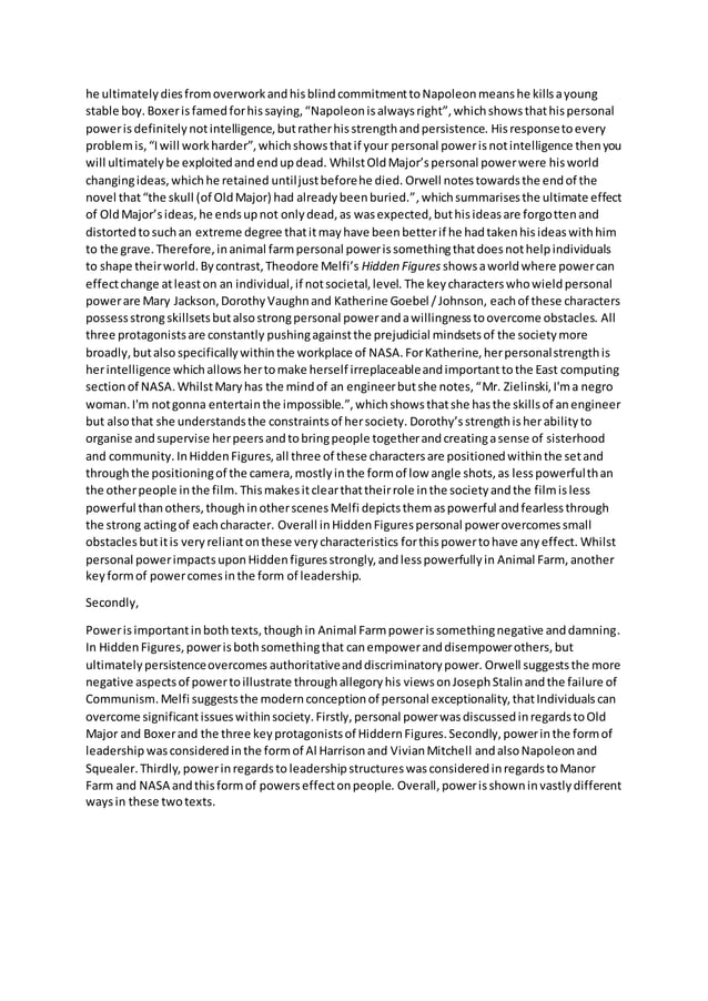animal farm vs hidden figures essay | DOCX
